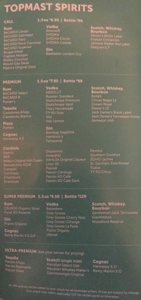 Norwegian Epic Bar Menu, March 2015 – Bus error: Jake Billo's weblog